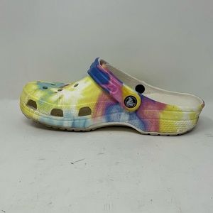 CROCS | Shoes | Crocs Classic Tye Dye Graphic Clog White Pink Yellow ...